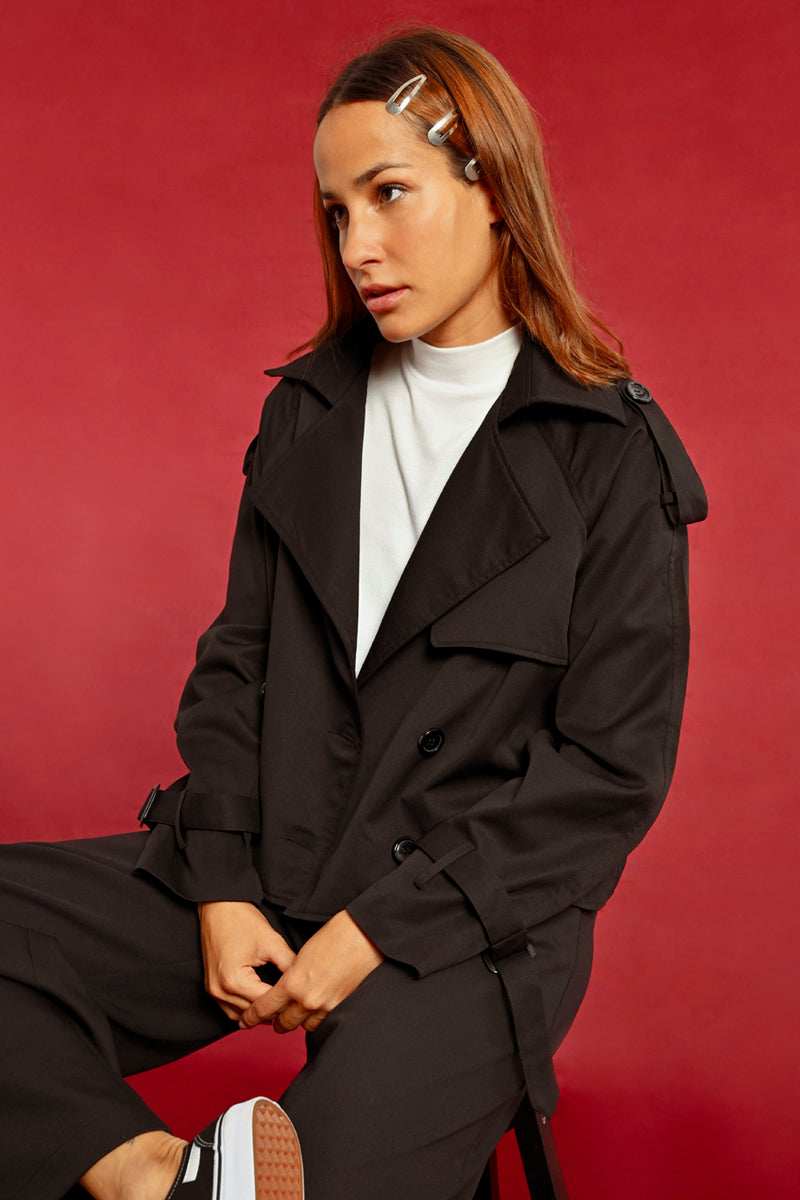 Trench Coat w/ Button Tab Shoulders and Sleeves – Mainstream Boutique ...